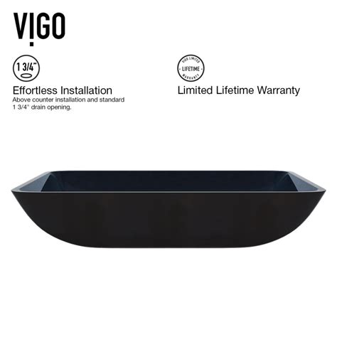 Vigo Rectangular Turquoise Water Glass Vessel Bathroom Sink Set With