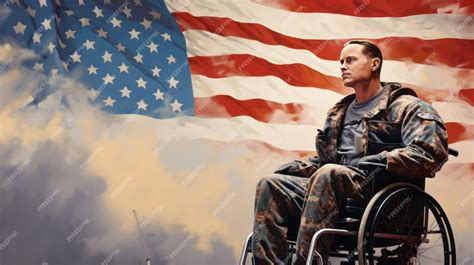 Premium Photo Patriotic Valor Illustration Of A Disabled Veteran In A