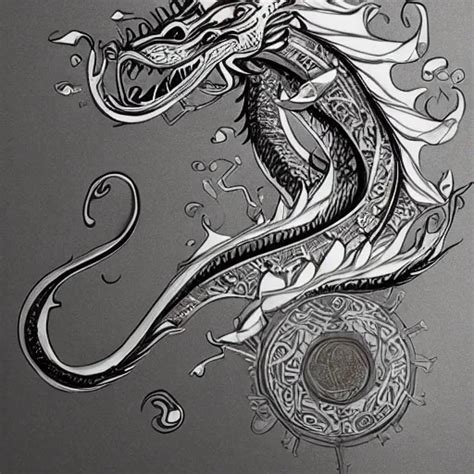 Book Of Kells Asian Dragon Breathing Fire As Latte Stable Diffusion