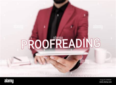 Text Caption Presenting Proofreading Internet Concept Act Of Reading And Marking Spelling