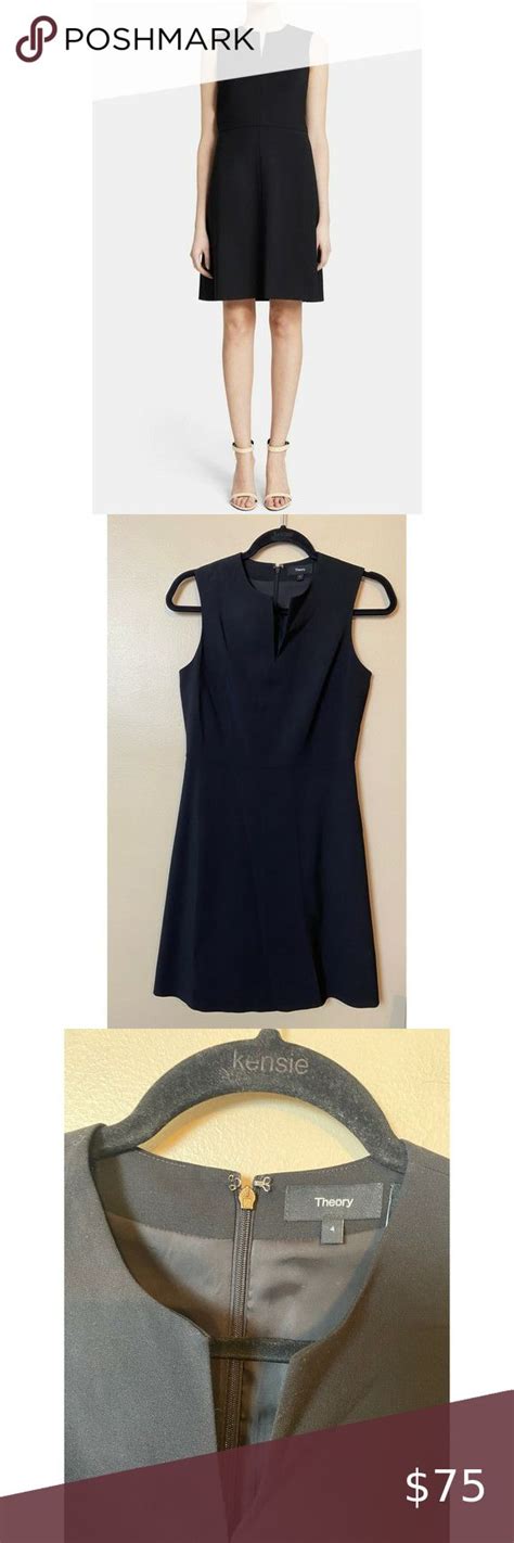 Theory Split Front Dress In Sevona Stretch Wool Black Size 4