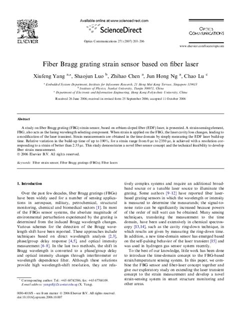 Pdf Fiber Bragg Grating Strain Sensor Based On Fiber Laser