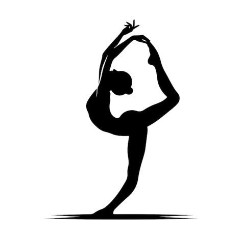 Vector De Silueta Femenina De Gimnasia Negra Vector Premium