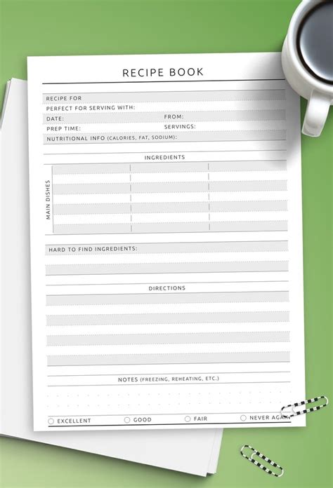 Cookbook Planner Template Work Planner Printable Diy Agenda Planner