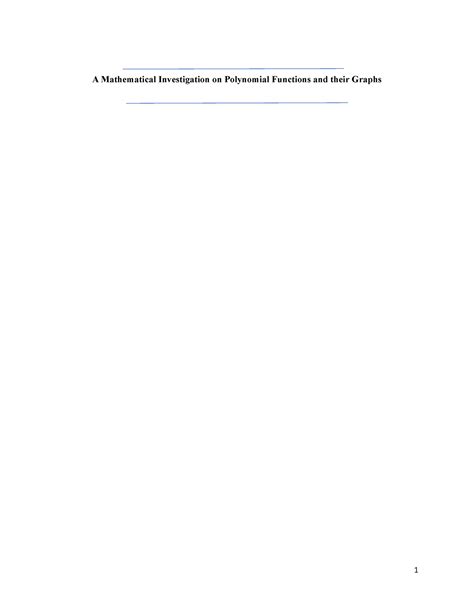 A Mathematical Investigation On Polynomial Functions And Their Graphs Krish Studocu
