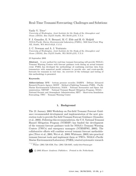 Pdf Real Time Tsunami Forecasting Challenges And Solutions