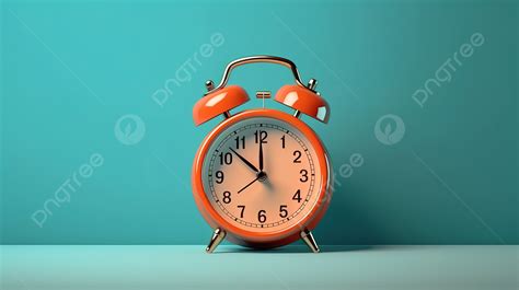 A Classic Orange Alarm Clock On A Vivid Blue Background Rendered In 3d