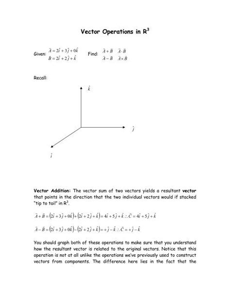 Vector Operations In R3