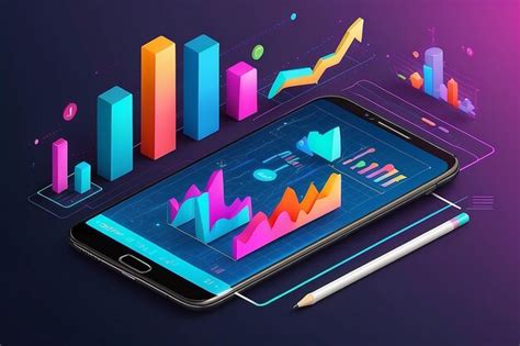 Premium Ai Image Online Statistics And Data Analytics Isometric Application Business Graph And