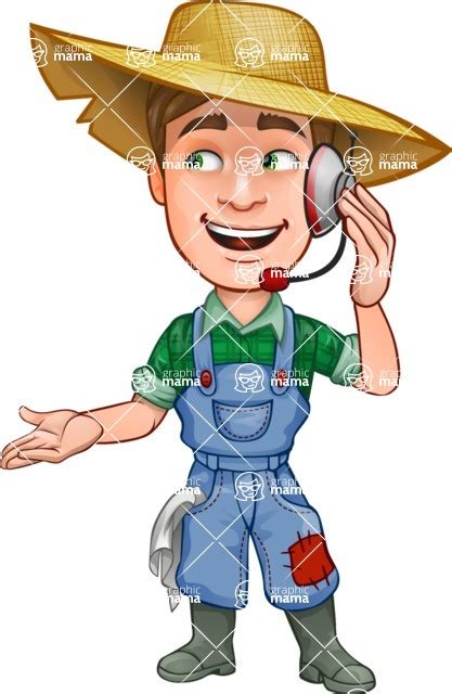 Funny Farm Man Vector Cartoon Character Aka Connor Support Service