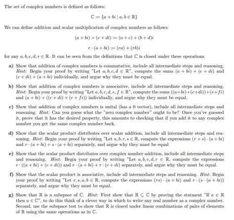 Solved The Set Of Complex Numbers Is Defined As Follows C Chegg