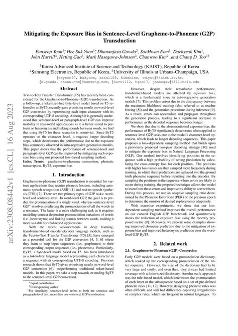Mitigating The Exposure Bias In Sentence Level Grapheme To Phoneme G2p