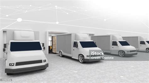 운송을 기다리는 화물 트럭 트럭으로화물 육상 운송 사업 3d 렌더링 3차원 형태에 대한 스톡 사진 및 기타 이미지 3차원 형태 개념 공급망 Istock