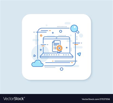 Reject Certificate Line Icon Decline Document Vector Image