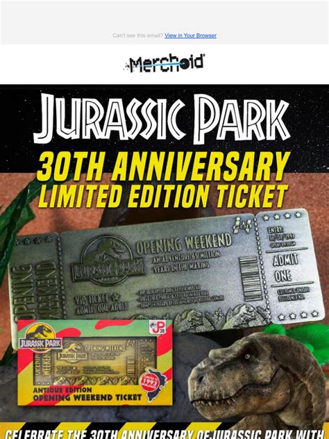 Merchoid Limited Jurassic Park Ticket For Anna Milled