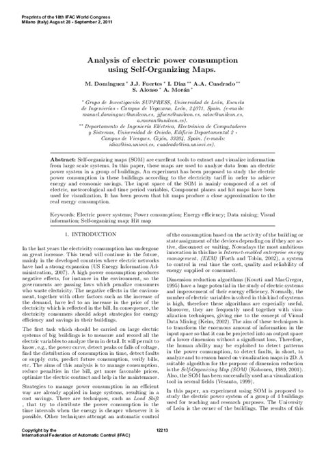 Pdf Analysis Of Electric Power Consumption Using Self Organizing Maps