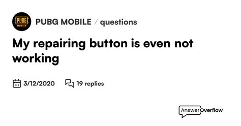 My Repairing Button Is Even Not Working Pubg Mobile