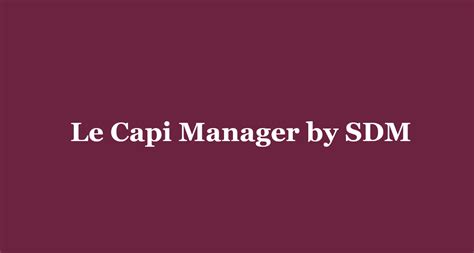 Lancement Du Capi Manager By Sdm Socio Data Management