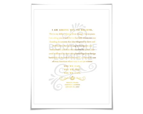Barack Obama 2017 Farewell Address Speech Gold Foil Art Print Etsy