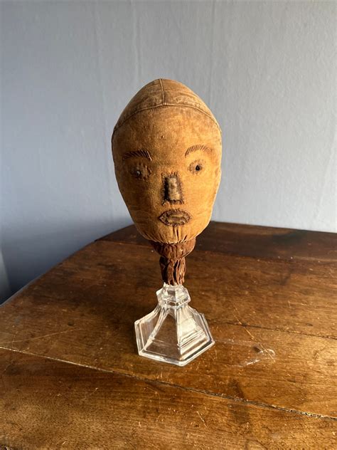 Vintage Folk Art Norma Schneeman Signed Primitive Doll Head 12 Etsy