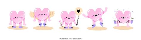 Cartoon Heart Character Cute Love Symbols Stock Vector Royalty Free