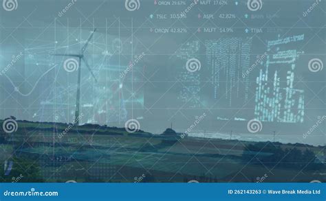 Animation Of Connections And Data Processing Over Wind Turbine Stock Video Video Of Windfarm