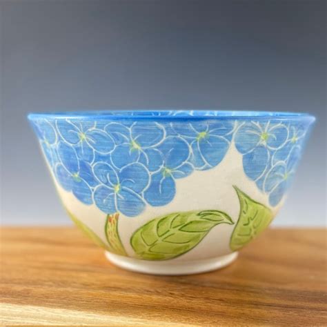 Hydrangea Pottery Bowl Etsy