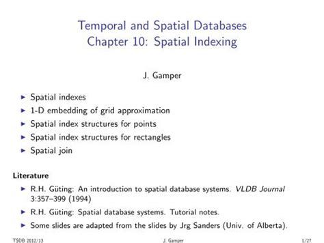 temporal and spatial databases chapter 10 spatial indexing