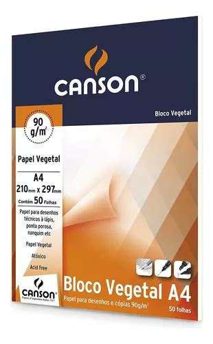 Bloco Papel Canson Vegetal Liso A4 90g 50 Folhas MercadoLivre