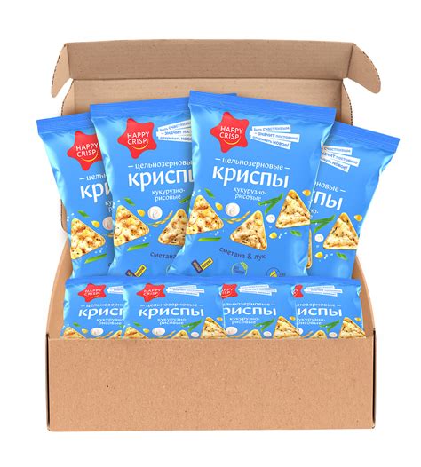 Чипсы (Криспы) кукурузно-рисовые "HAPPY CRISP" Сметана и Лук 50г.*8шт ...