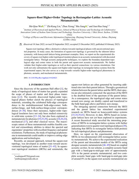 PDF Square Root Higher Order Topology In Rectangular Lattice Acoustic