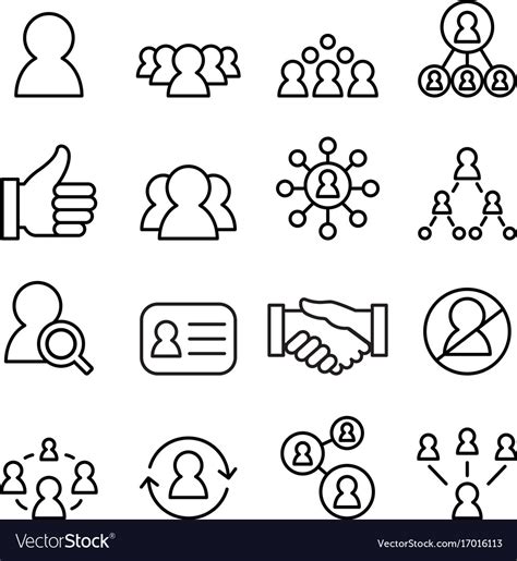 Social Network Icon Set Line Royalty Free Vector Image