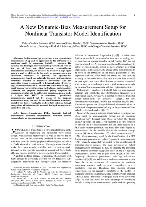 pdf a new dynamic bias measurement setup for nonlinear transistor