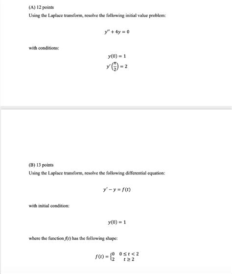 Solved A Points Using The Laplace Transform Resolve Chegg