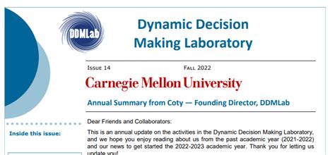 The Dynamic Decision Dynamic Decision Making Laboratory Facebook