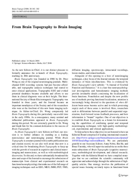 Pdf From Brain Topography To Brain Imaging
