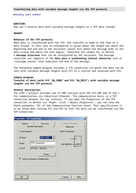 docx transferring data with variable message lengths via the tcp