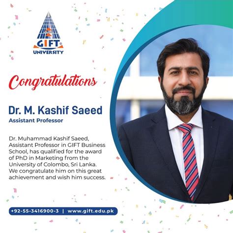 T University On Linkedin Congratulations Dr M Kashif Saeed