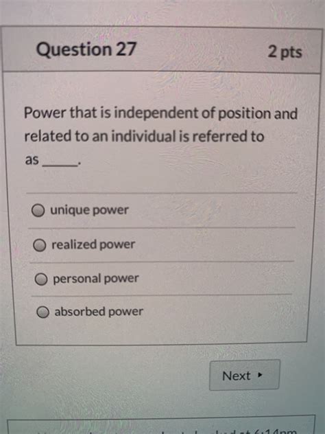 Solved Question Pts Power That Is Independent Of Chegg Com