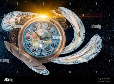 Spacetime Universe Scifi Concept Twist Clock Time Distortion Warp Into