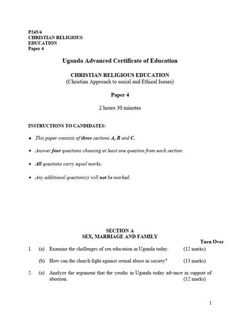 Divinity Paper 4 Pdf Marriage Sex Education