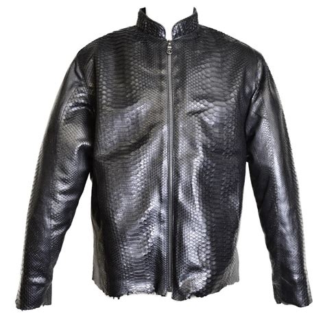 Dark 8 Fabric Finished Python Skin Biker Jacket Dudes Boutique