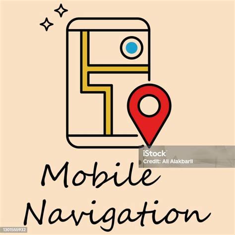 모바일 네비게이션의 트렌디한 인포그래픽 스마트 폰 Gps 응용 프로그램 기호 개념에 대한 스톡 벡터 아트 및 기타 이미지