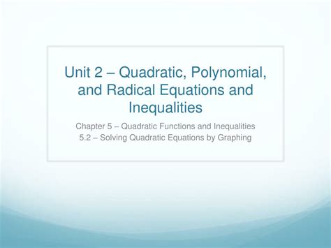 PPT Unit 2 Quadratic Polynomial And Radical Equations And