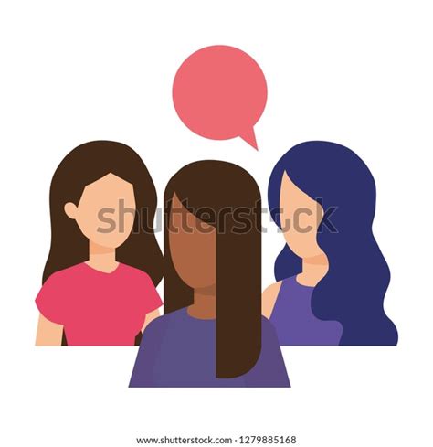 Group Girls Speech Bubbles Stock Vector Royalty Free Shutterstock