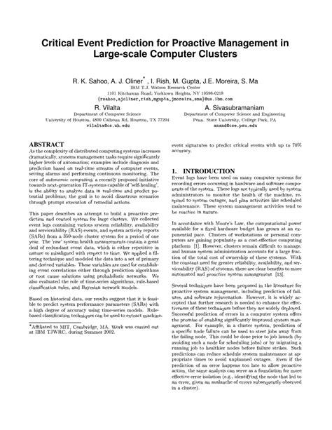 Pdf Critical Event Prediction For Proactive Management In Large Scale