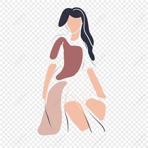 손으로 그린 만화 아름다운 긴 머리 여자 일러스트 캐릭터 스커트젊은 여자소녀 Png 일러스트 무료 다운로드 Lovepik