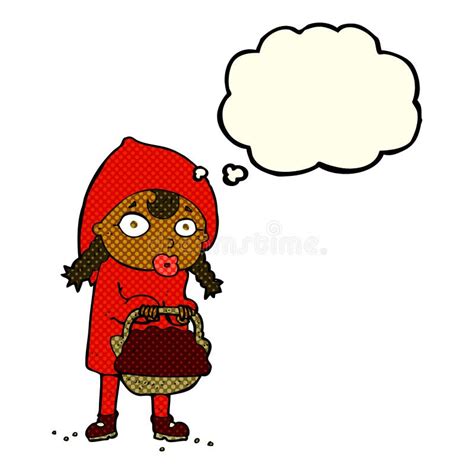 Little Red Riding Hood Cartoon With Thought Bubble Stock Illustration