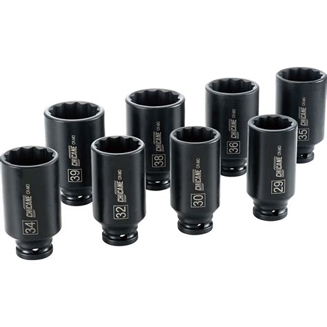 8 Piece 12″ Drive Axle Nut Socket Set Chicane