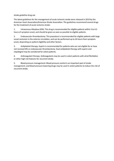 Stroke Guideline Drug Use Stroke Guideline Drug Use The Latest